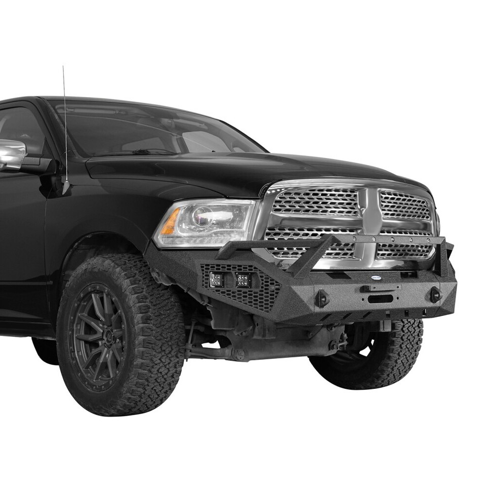 Texture Black Steel Front +Rear Bumpers w/Grill Guard Fit Dodge Ram ...
