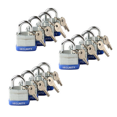 12pc KEYED ALIKE 40mm Heavy Duty Laminated Steel Padlocks Set Security ...