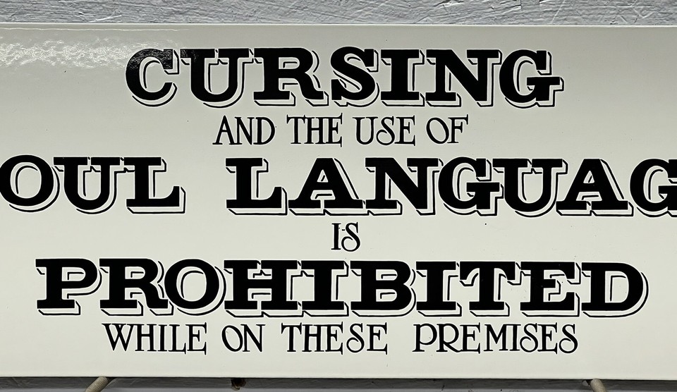 Andy Rooney's Porcelain Enameled Advertising Sign No Cursing No Foul ...