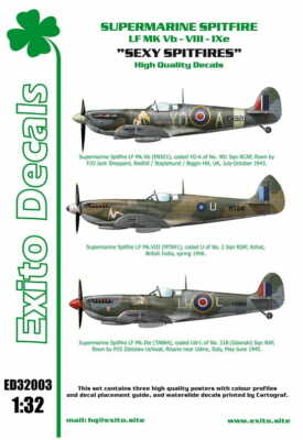 EXITO CARTOGRAPH DECALS-1:32 Sexy Spitfires-Supermarine Spitfire LF Mk ...