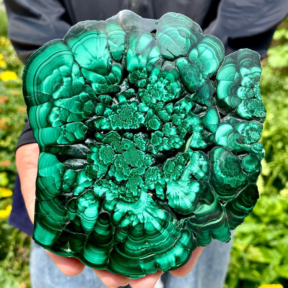 495G Natural malachite slices quartz crystal mineral specimens reiki ...