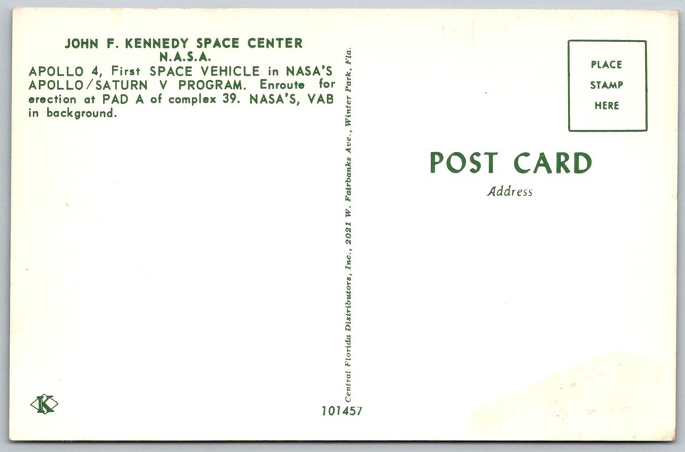 Vtg Postcard Nasa Apollo 4 Kennedy Space Center, FL 1960s | eBay