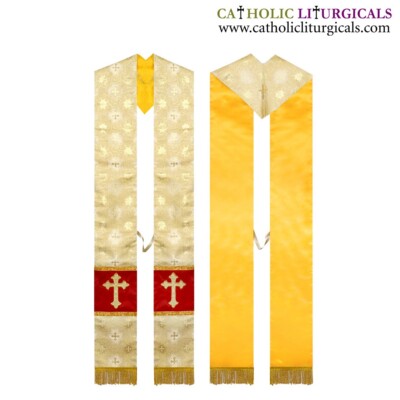 NEW Metallic Gold V-Cut Priest Stole, V-Cut Priest Stole with Cross ...