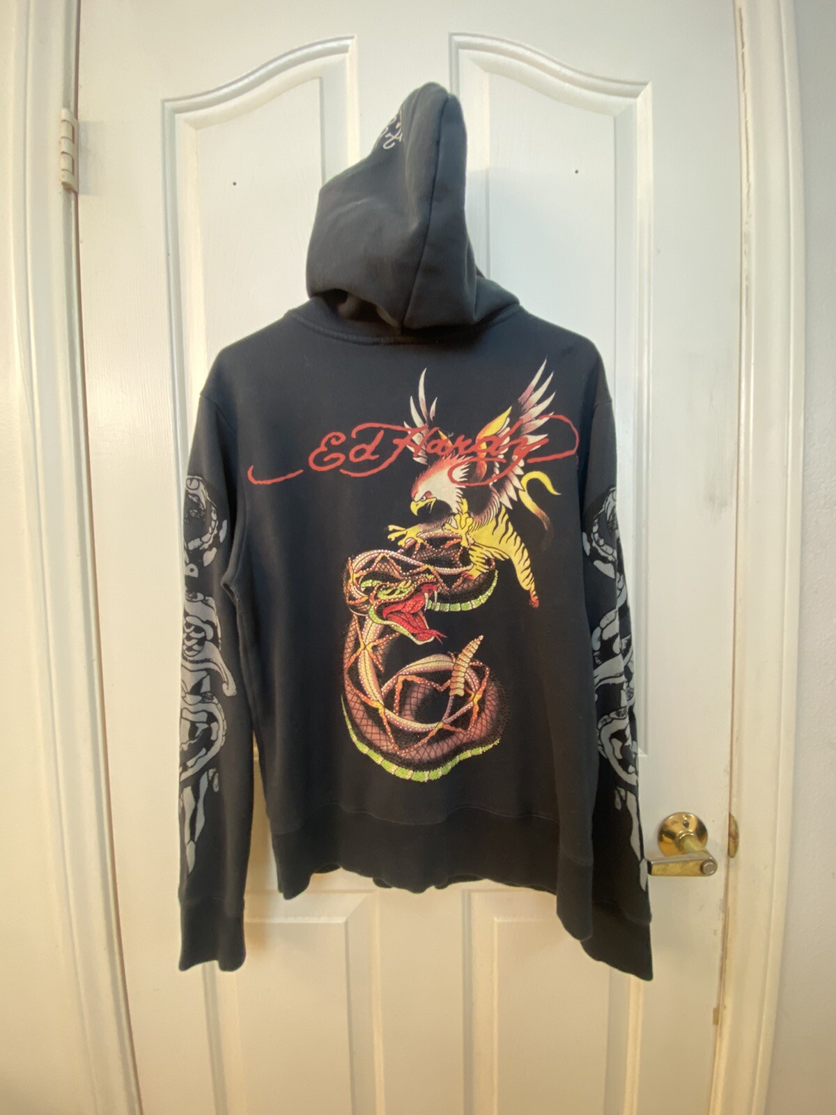RARE Vintage Ed Hardy Designs Hoodie Snakes Eagles Li… - Gem