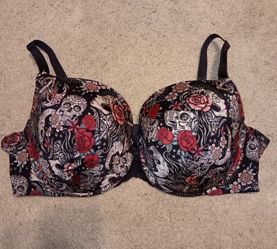 Torrid Curve Bra Womens 46DD Sugar Skull Tattoo Lace Colorful Padded ...