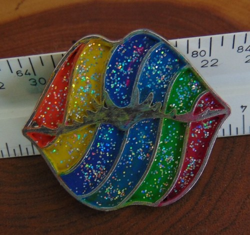 Lisa Frank rainbow lips brooch | eBay