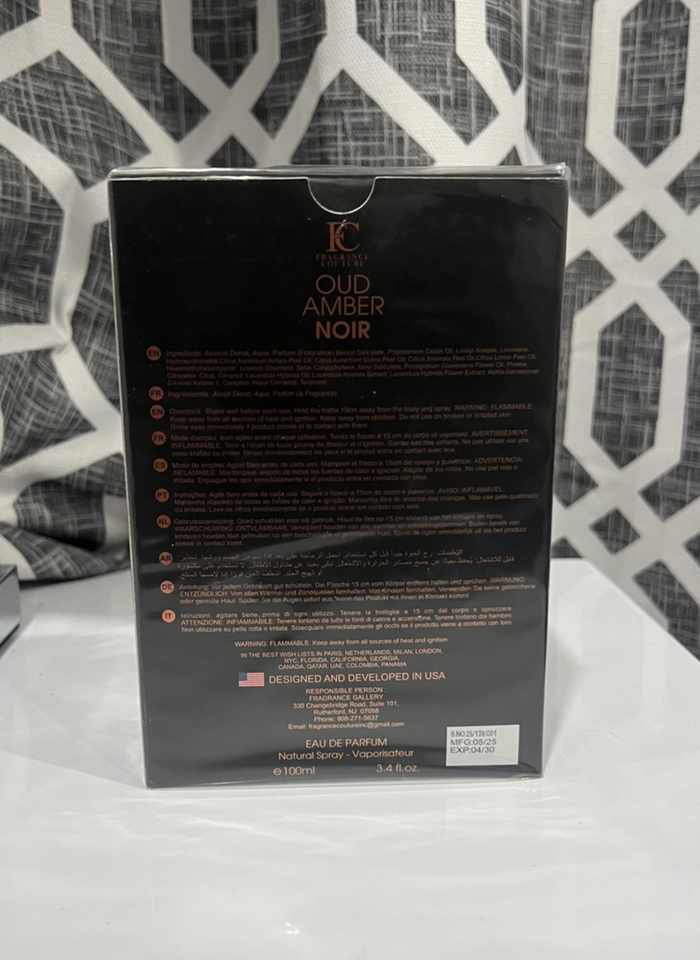 Oud Amber Noir Eau De Parfum 3.4 oz Perfume Unisex Long Lasting Arabic ...
