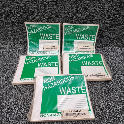 Non-Hazardous Waste 6"X6" Viynl Stickers Brady 63275 5pk of 50ct= 250 ...