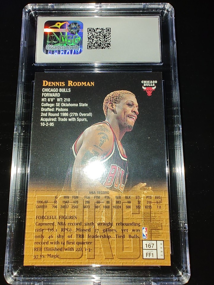 CSG 9 Mint 1997-98 Topps Finest Dennis Rodman Gold w/ Coating | eBay