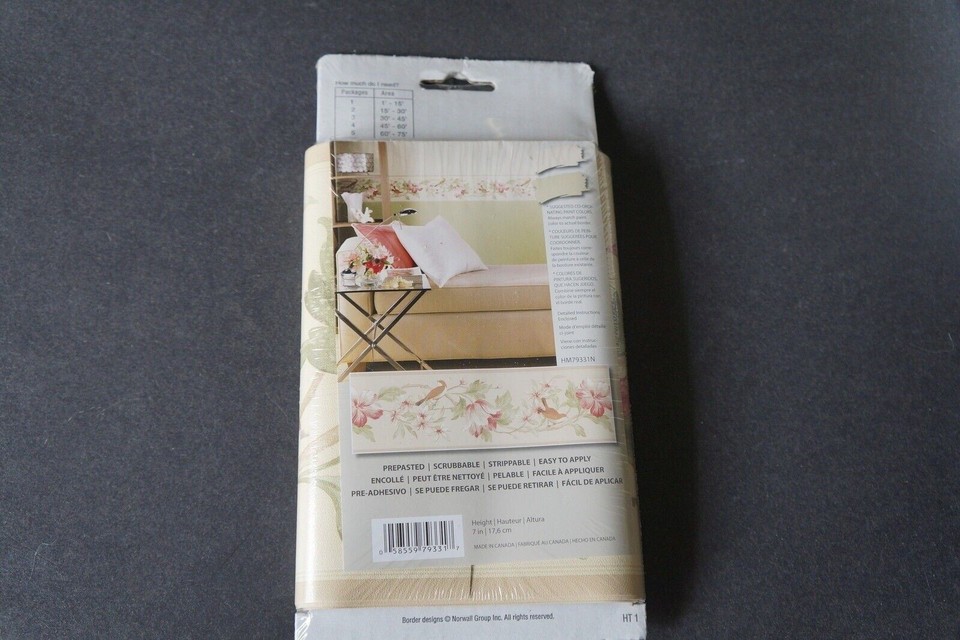 Home Trends Wallpaper Wall Border Birds & Flowers 5 yards HM79331N | eBay