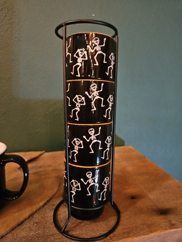 Signature Housewares Dancing Halloween Skeleton Set of Four Stackable ...