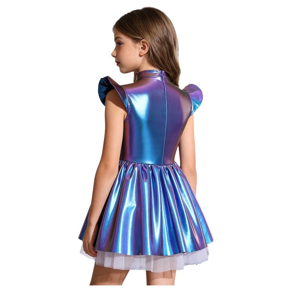 Kids Girls Alien Dress Up Costumes Zipper Ruffled Tutu Dress for Theme ...