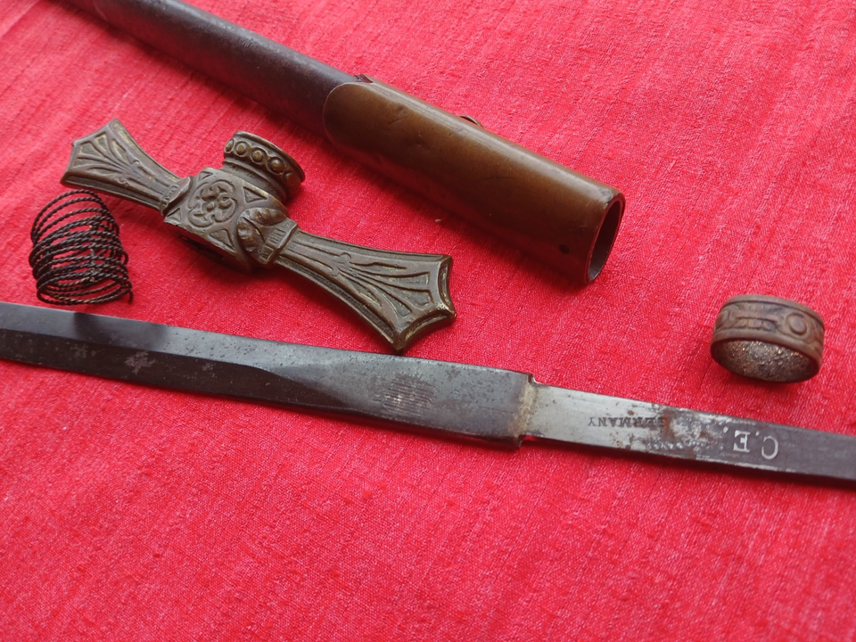 Antique Sword Parts - Cross Guard, shortened German Blade and 2 ...