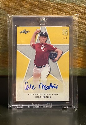 2020 Leaf Perfect Game Cole Mathis Auto 1/1 National Showcase Yellow ...