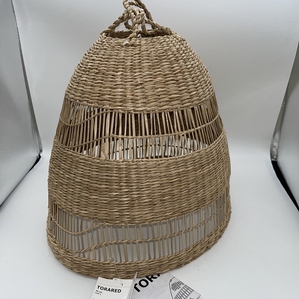 Ikea Torared Pendant Basket Lamp Shade Seagrass/Handmade 14" New | eBay
