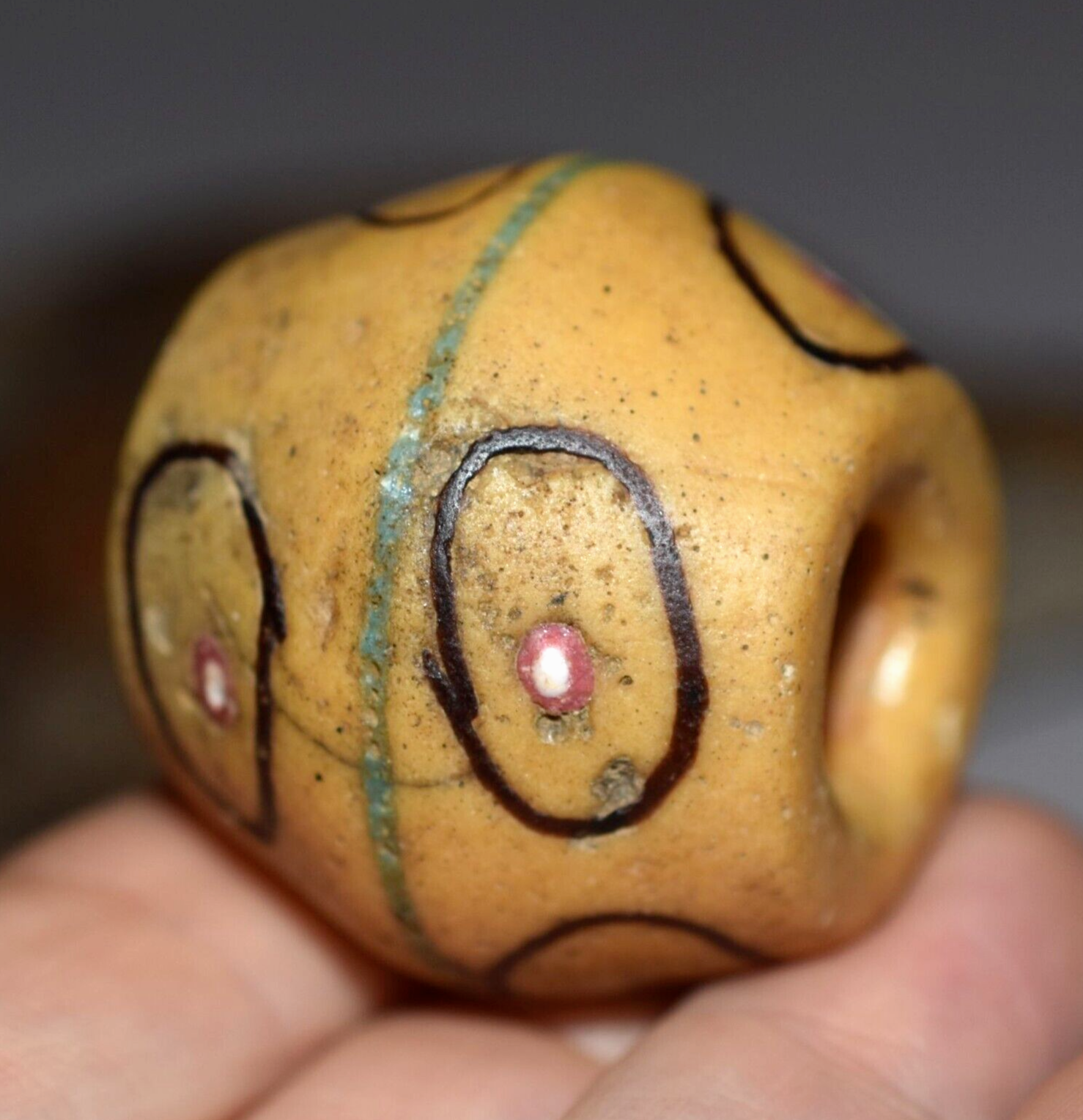 Antique Akoso Bodom African Powder Glass Trade Bead Red White Hearts ...