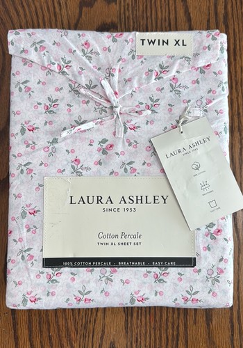 Laura Ashley Twin XL Sheet Set Cottage Floral AYLESMORE DITSY Pink ...