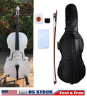 4/4 White 4 String Cello Maple Spruce Wood Hand Made Cello Ebony Cello ...