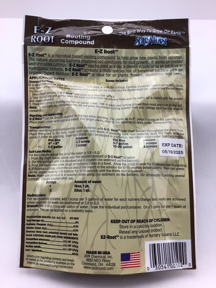 Soil Moist E-Z Root Building Rooting Compound 2oz Bag for Soil or ...