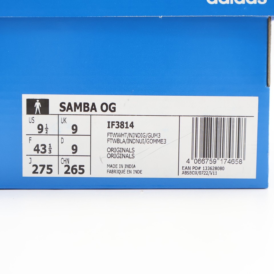 IF3814 adidas Originals Samba OG White Grey Night Navy Blue Indigo Gum ...