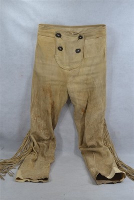 antique native american suede drop front pants indian war mountain man ...