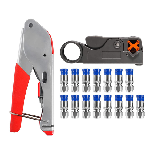 Cable Crimping Tool for RG6 RG59 with 15Pcs F RG6 RG59 Connectors K3K5 ...