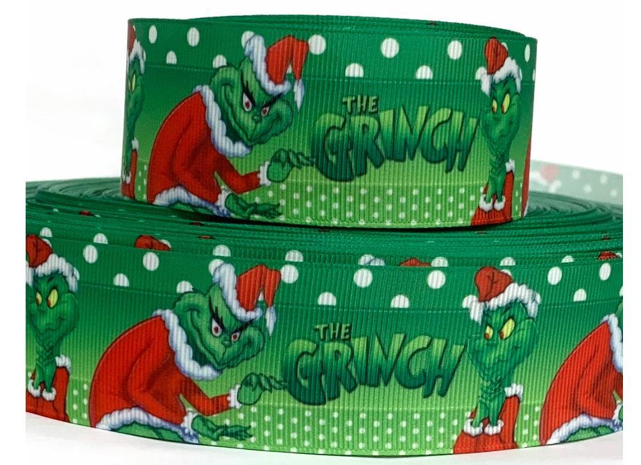 GROSGRAIN RIBBON 5/8", 7/8", 1.5", 3" The Grinch CHRISTMAS Halloween ...