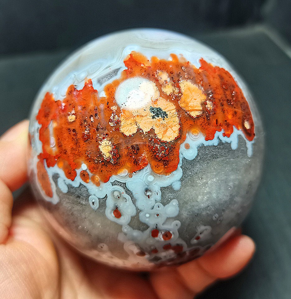 RARE 821.9g Natural Colorful Red Agate Quartz Crystal Sphere Ball ...