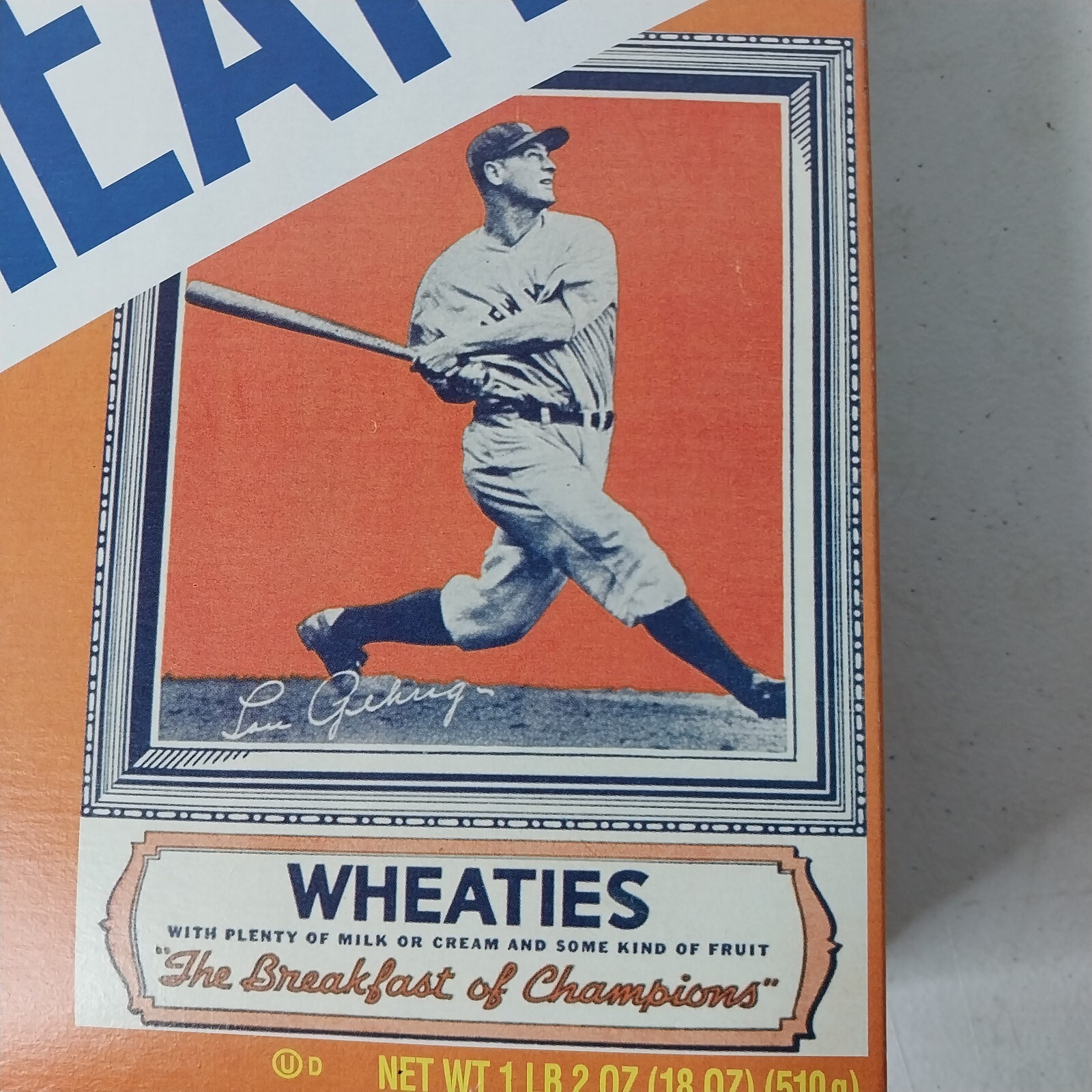 General Mills Wheaties Cereal Box Lou Gehrig 1934 Iron Horse Vintage ...