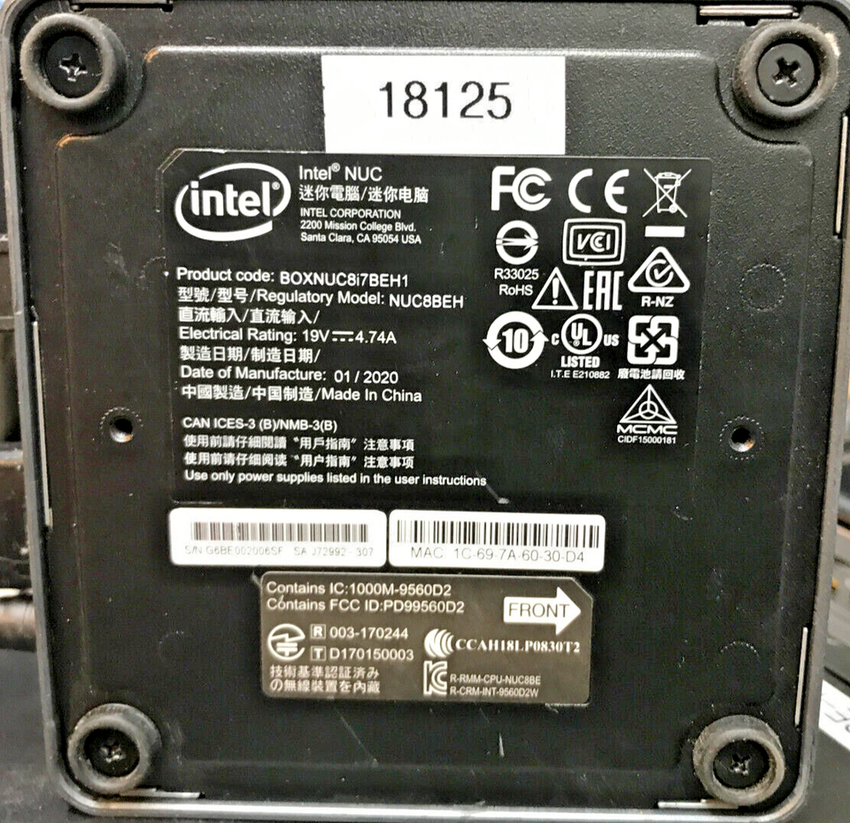 Intel NUC BOXNUC8i7BEH1 i7-8559U 2.7GHz-16GB RAM 256GB SSD Mini PC | eBay