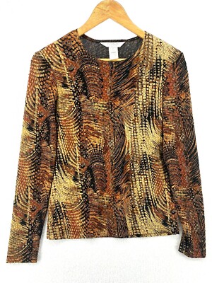 Conrad C Collection S Top Stretch Metallic Long Sleeve Top EUC (W2547 ...