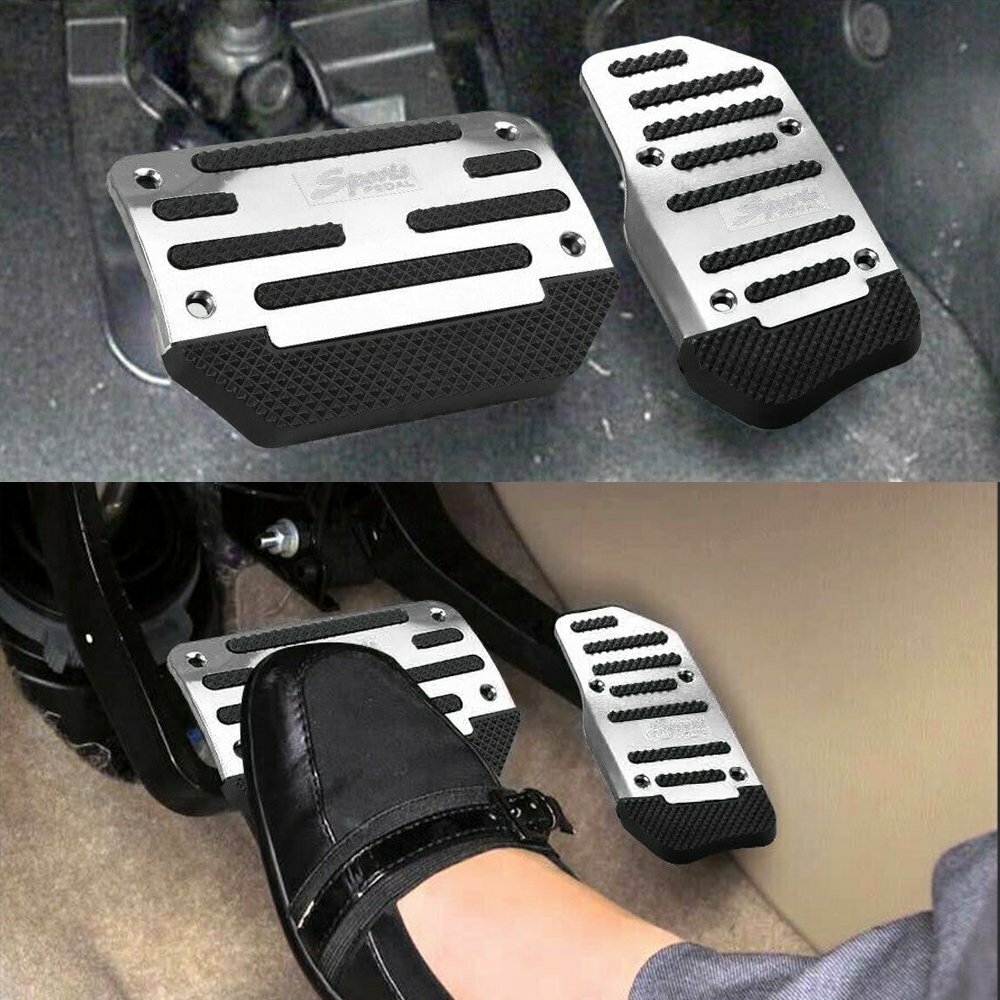 Silver Non Slip Automatic Gas Brake Foot Pedal Pad Cover Car ...