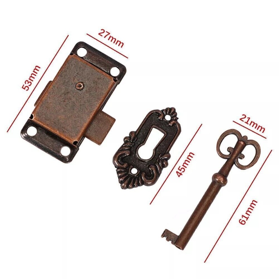For Cabinet Doors Antique Bronze Lock Set Curio Cabinet Lock Easy ...