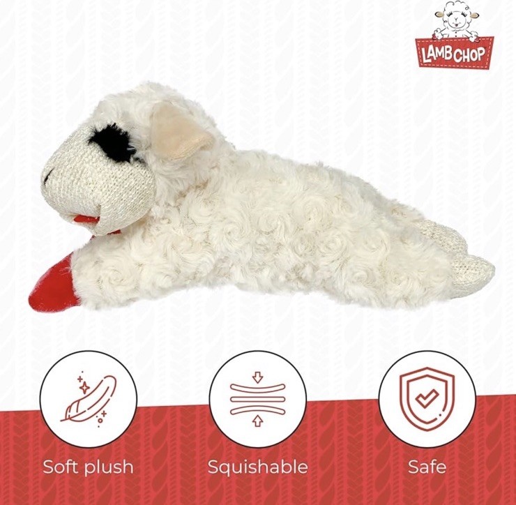 Multipet Lamb Chop Dog Plush Toy - Squeaky Dog Toy for Small & Medium ...