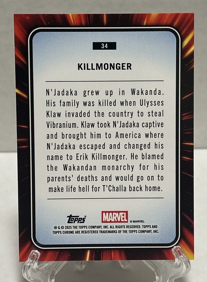 2025 Topps Chrome Marvel Killmonger Iron Man Red & Gold Lazer Refractor ...