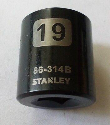 Stanley 19 mm x 3/8" Standard Socket 86-314B Black Chrome 6 Pt Free USA ...