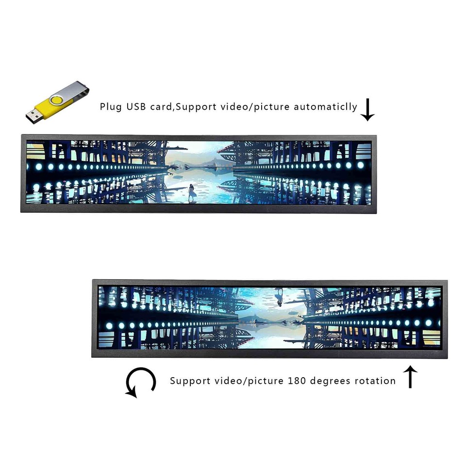 24inch 1920x360 LCD Monitor With HD USB Port Iamge Rotate and USB Play ...