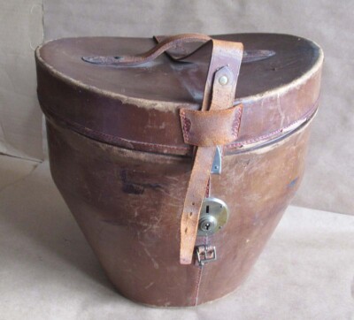 ANTIQUE VICTORIAN LEATHER TRAVEL TOP HAT BOX CASE 1890s FOR 2 HATS ...