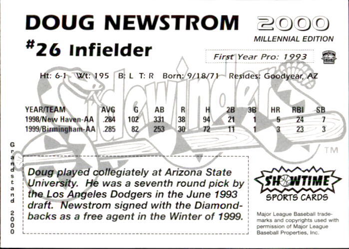 2000 Tucson Sidewinders Grandstand #21 Doug Newstrom Goodyear Arizona ...