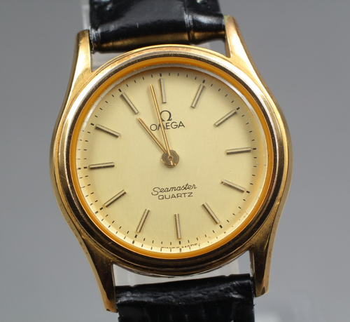 【NEAR MINT】 Vintage OMEGA Seamaster Cal.1353 Gold Womens Quartz Watch ...