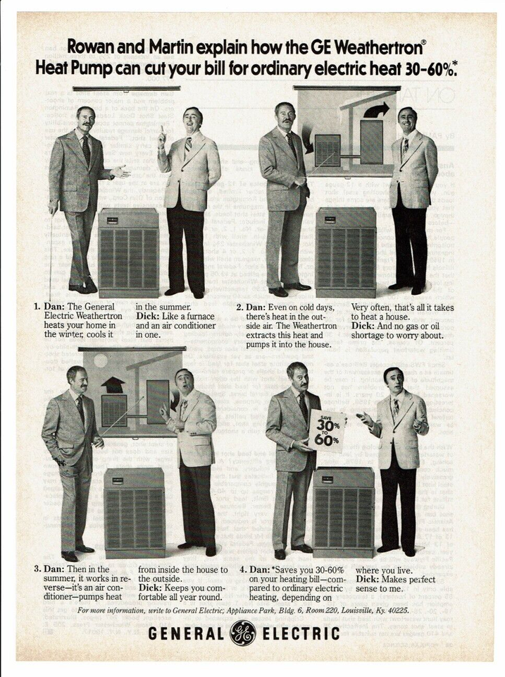 1977 Vintage Print Ad General Electric Weathertron Heat Pump Rowan and ...