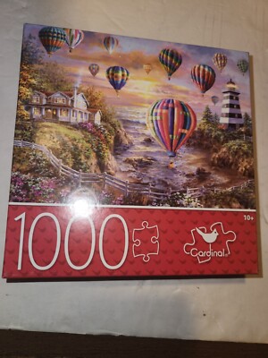 Balloons Over Cottage Cove 1000 Piece Jigsaw Puzzle Cardinal NEW Sealed ...