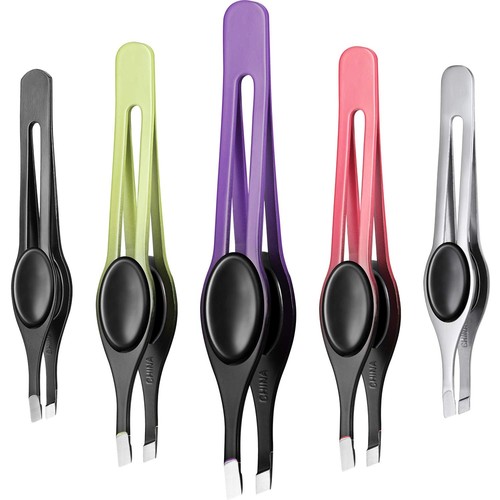 5 Pieces Non-Slip Grip Tweezers Slanted Tip Stainless Steel Tweezer ...