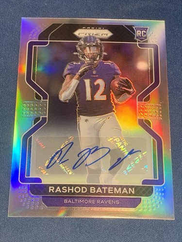 2021 Prizm Football Rashod Bateman Silver Rookie Card RC Autograph Auto ...
