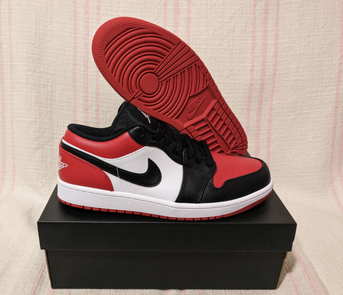 Nike Air Jordan 1 Low Bred Toe Gym Red White Black AJ1 553558 612 Shoes ...