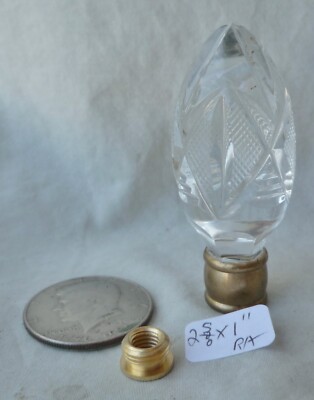 Lamp Finial cut crystal glass & brass 2 5/8" h x 1" w RA extra nice! | eBay