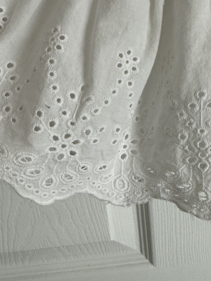 Osh Kosh B'gosh Light Denim White Cotton Lace Overall/Jumper Dress Boho ...