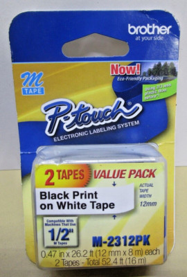 2 pack Brother M231 P-Touch Label Tape Ptouch ORIGINAL NIB 1/2" M-231 M ...