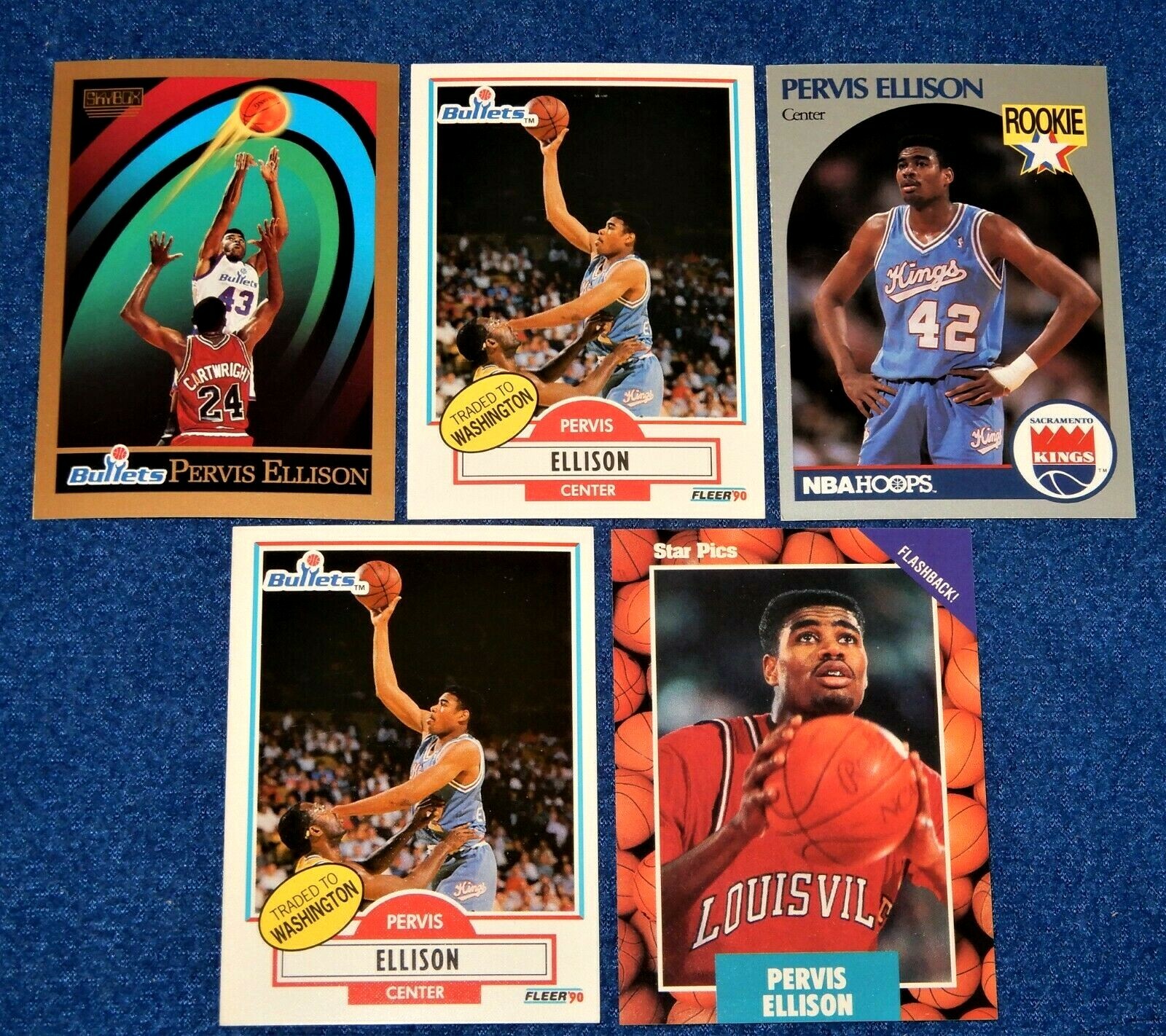 Pervis Ellison 5 card Lot * 2 Rookies NBA Basketball Sacramento Kings ...