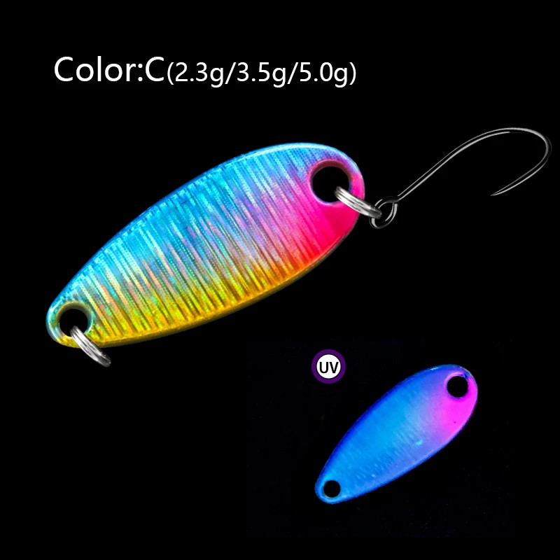 2.3g/3.5g/5g Laser Spinner Lure UV Luminous Spoon Fishing Lure Double ...
